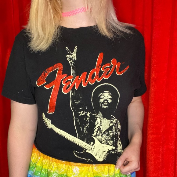 Fender | Tops | Jimi Hendrix Peace Sign Fender Crop Top | Poshmark